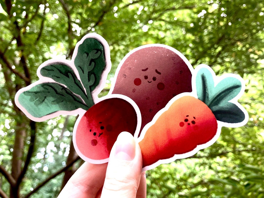 Cute Veggie Stickers | Vegetable Sticker | Radish Sticker | Carrot ...
