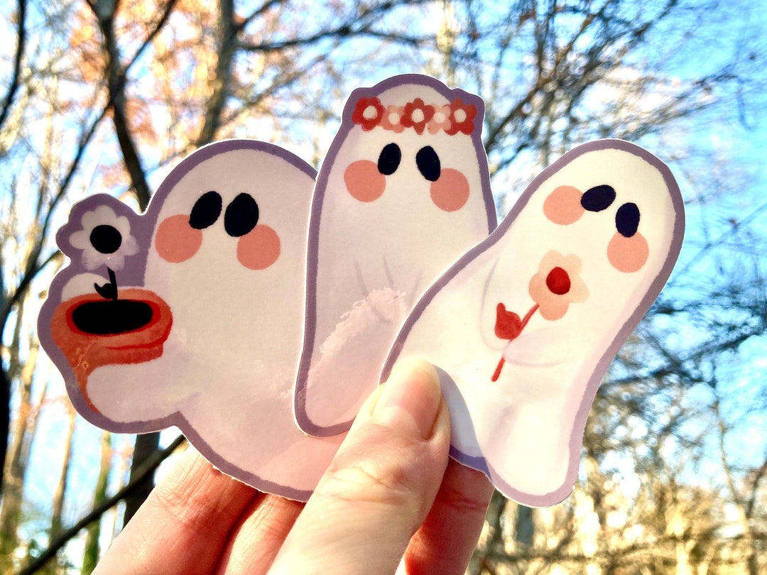 Flower Ghost Stickers | Ghost Sticker | Cute Ghost Sticker | Flower ...