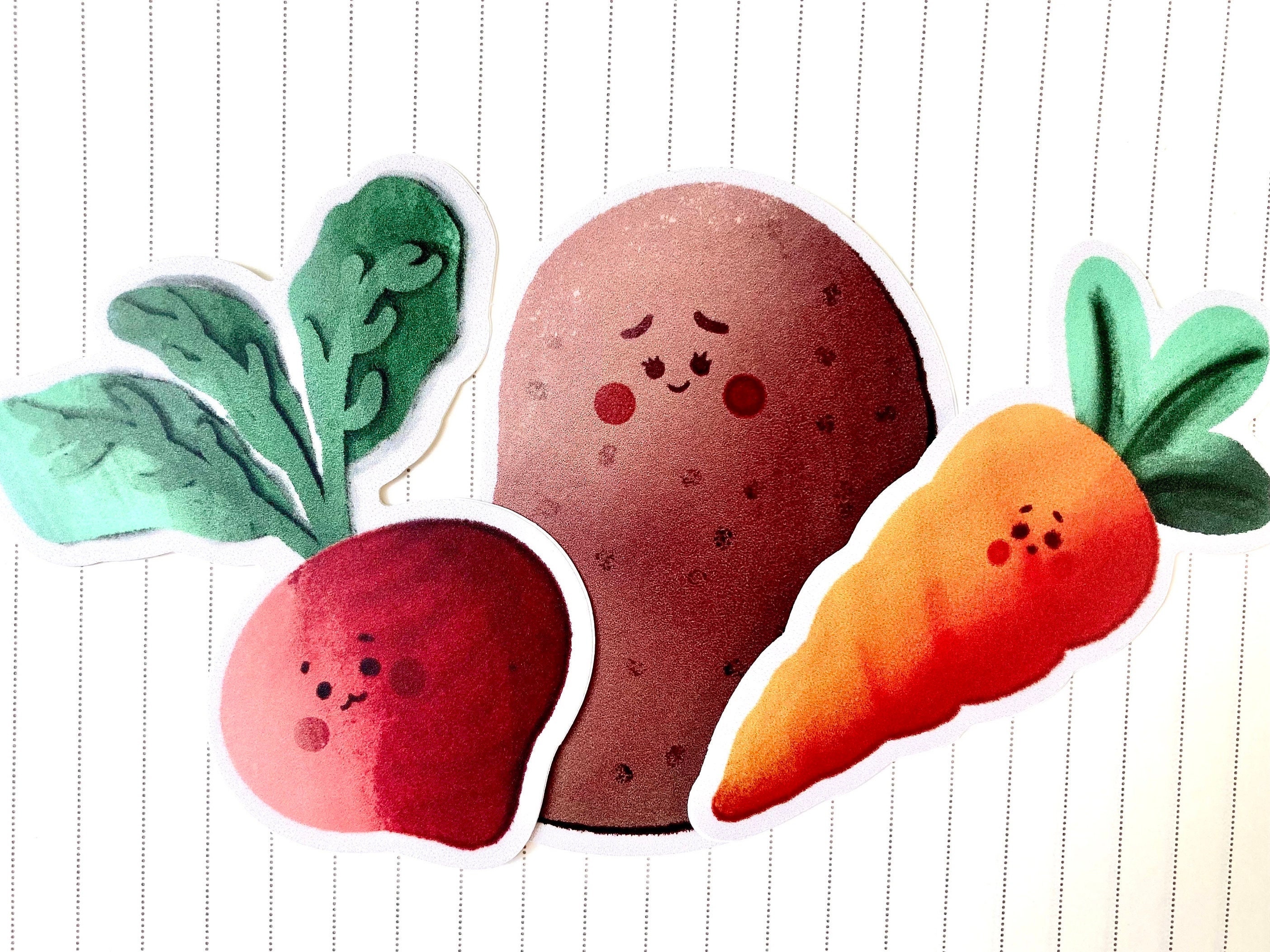 Cute Veggie Stickers Vegetable Sticker Radish Sticker Carrot Sticker Potato Sticker Cute