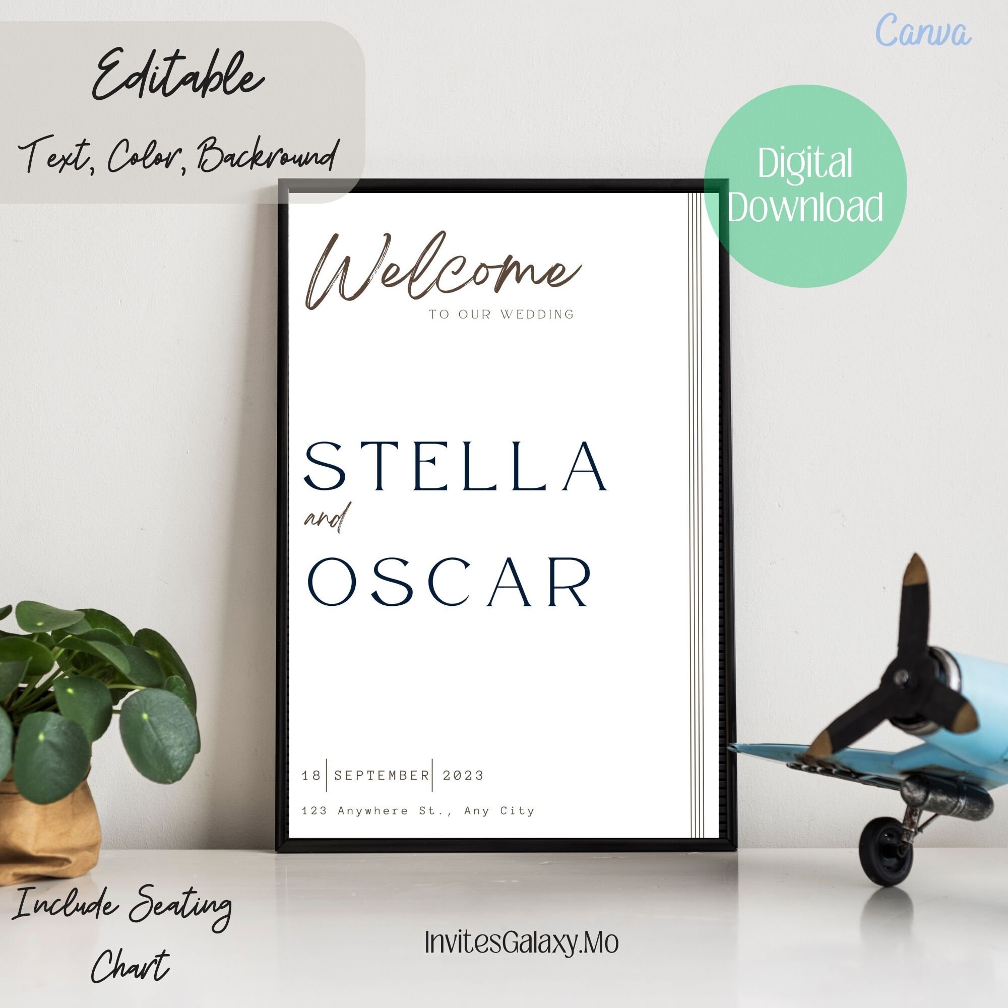 Editable Minimal Welcome Sign! Include Seating Chart, Vertical Style ...