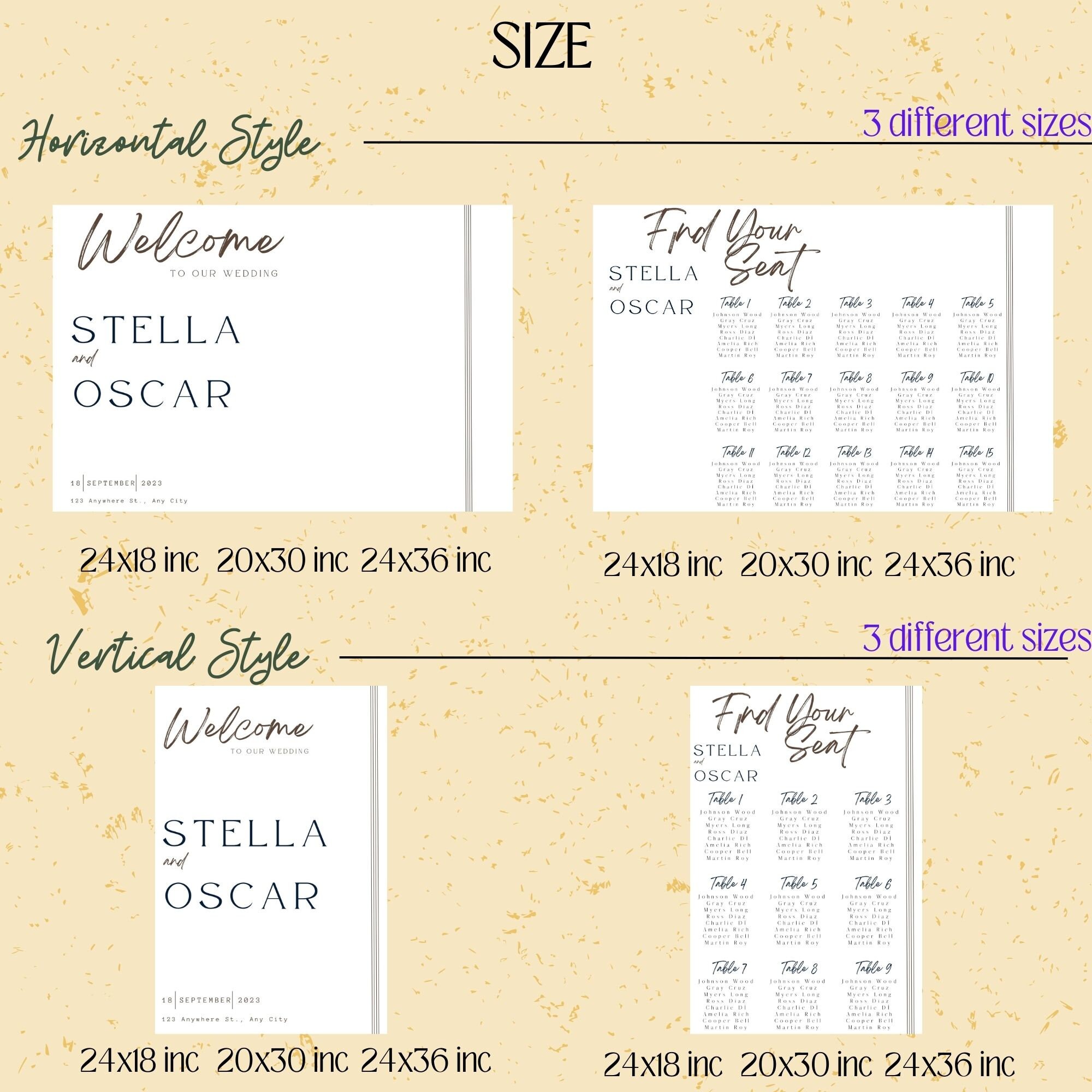 Editable Minimal Welcome Sign! Include Seating Chart, Vertical Style ...