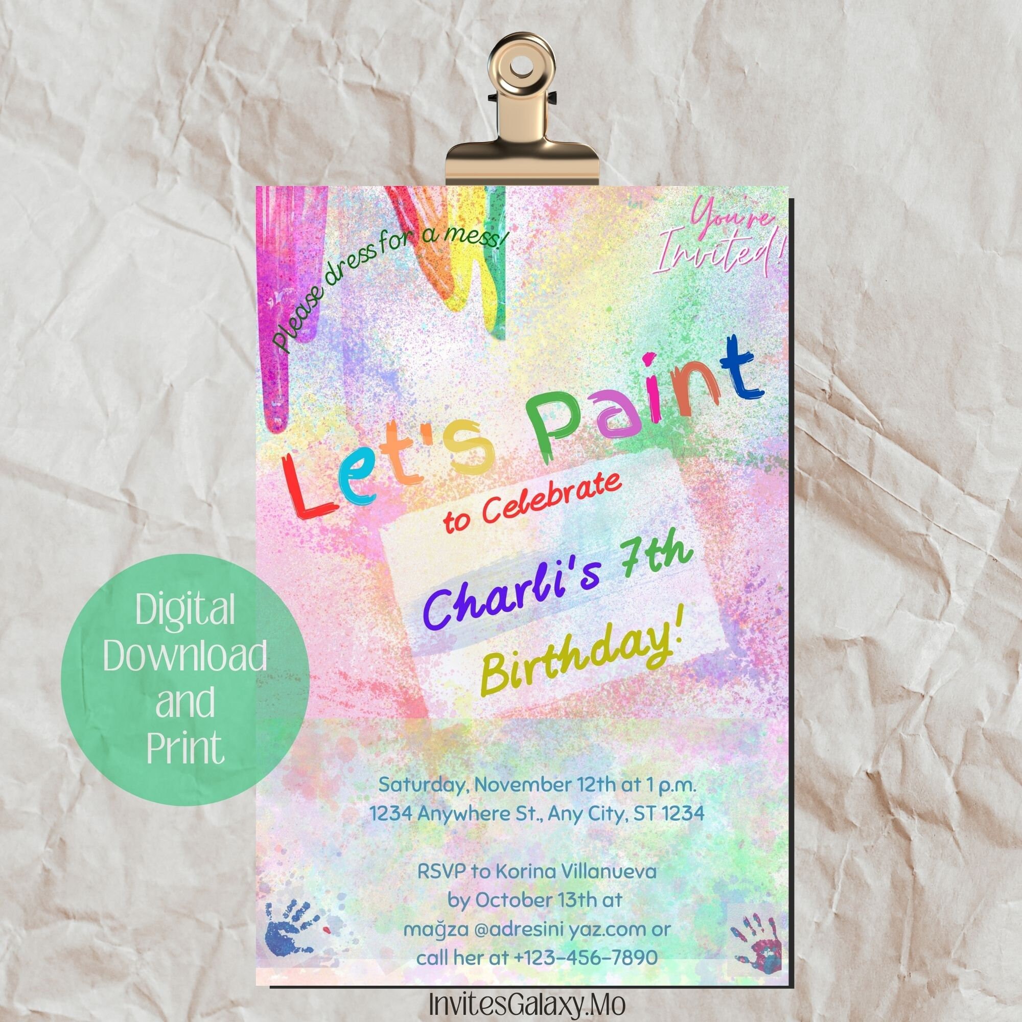 Personalized Birthday Invitation, Painting Party for Kids. - Etsy