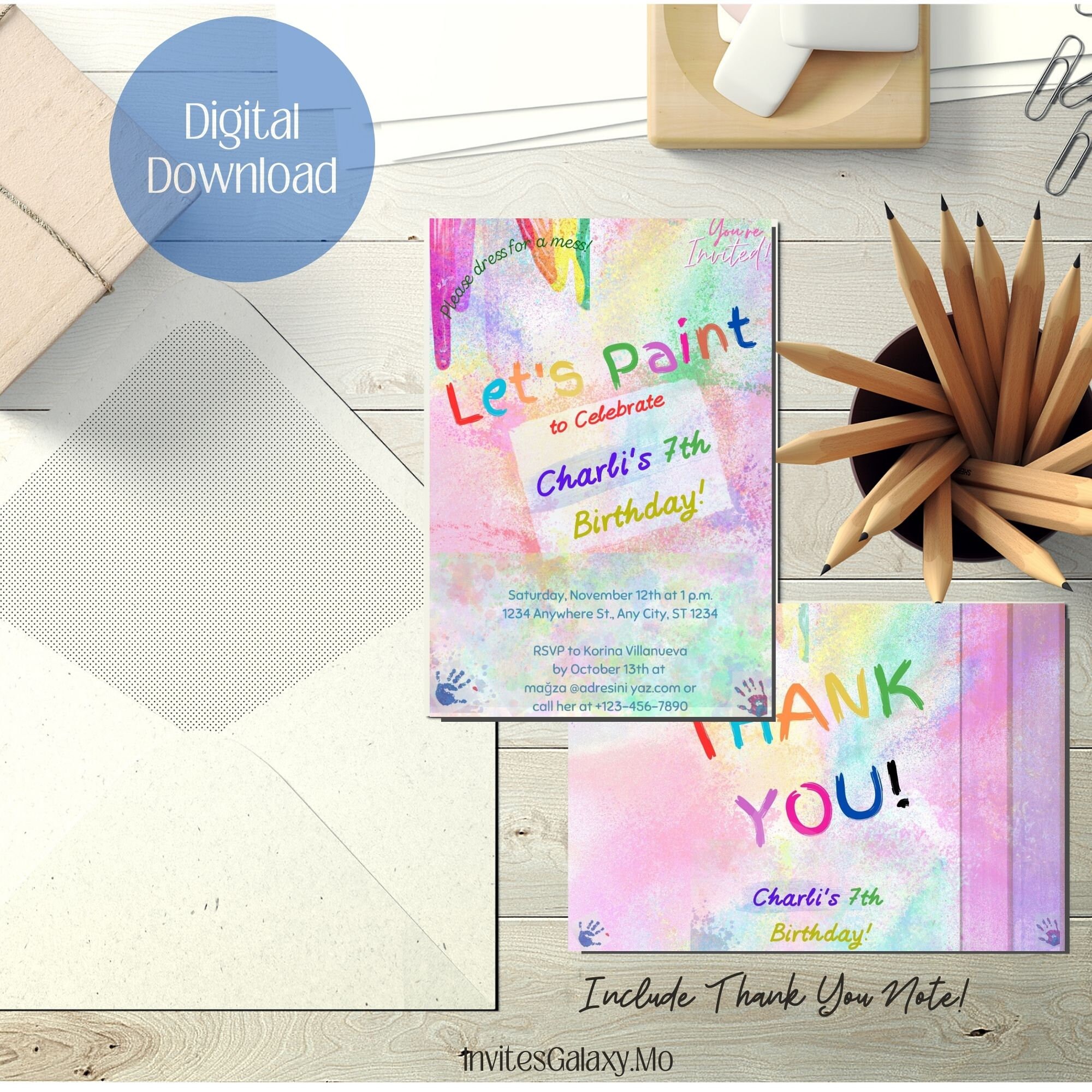 Personalized Birthday Invitation, Painting Party for Kids. - Etsy