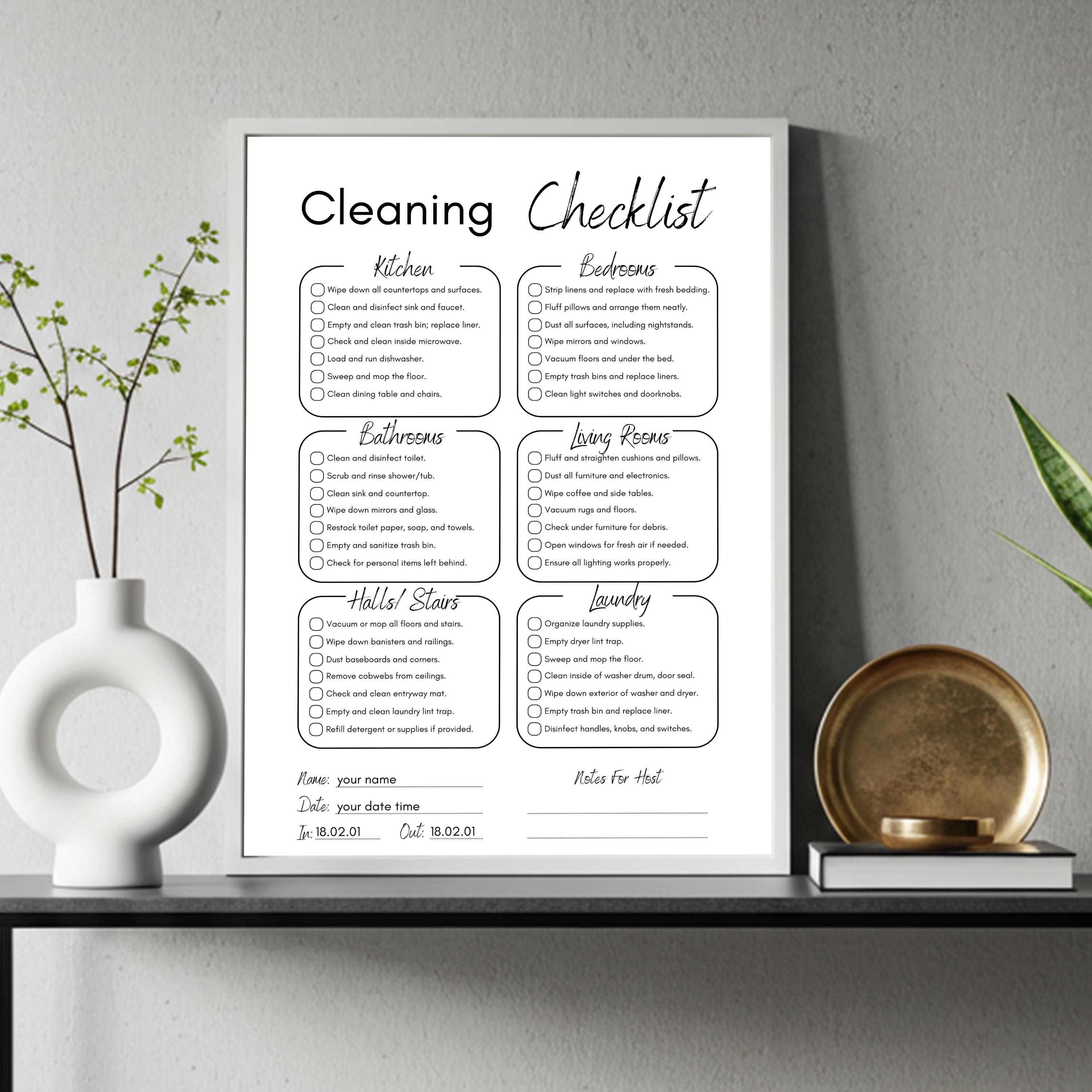 Editable Airbnb Cleaning Checklist Template: Vacation Rental ...