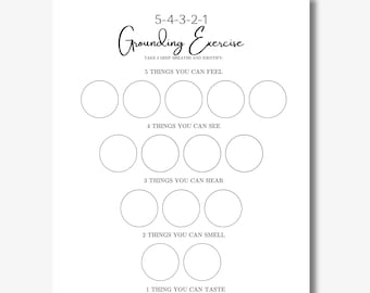 5-4-3-2-1 Grounding Exercise Handout - Etsy