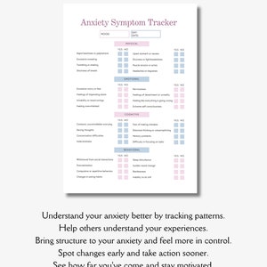 Anxiety Symptom Tracker, Anxiety Tracker, Anxiety Worksheet, Printable ...