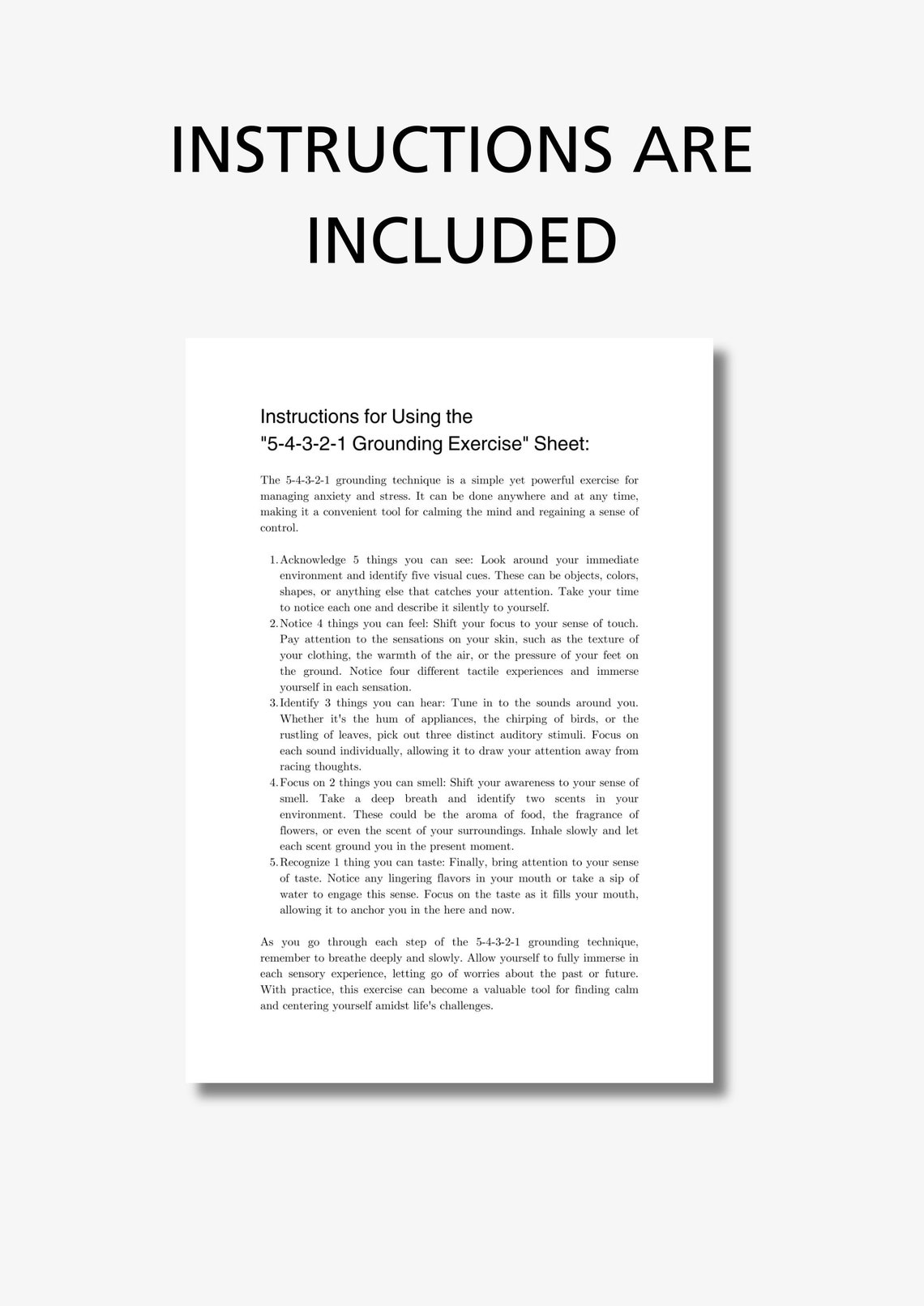 Grounding Exercise, 5 4 3 2 1 Groundingtherapy Worksheet, Therapy Tools ...
