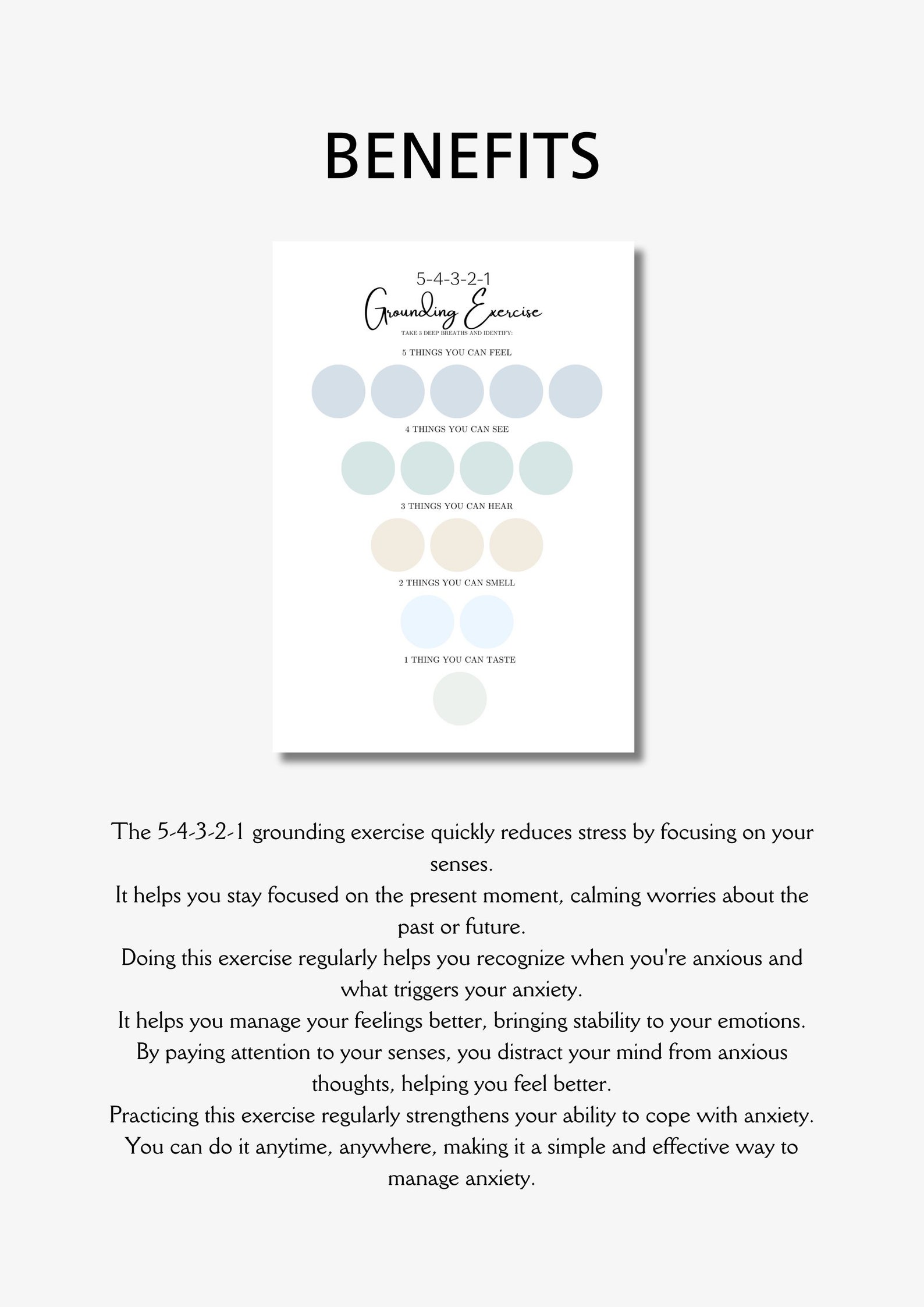 Grounding Exercise, 5 4 3 2 1 Groundingtherapy Worksheet, Therapy Tools ...