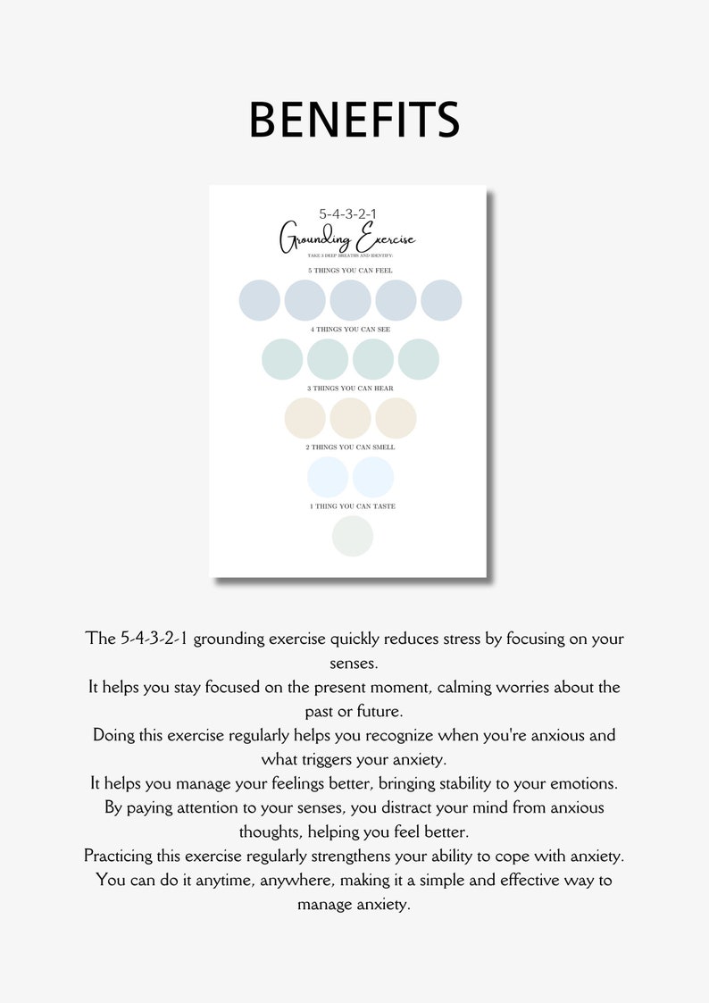 Grounding Exercise, 5 4 3 2 1 Groundingtherapy Worksheet, Therapy Tools ...