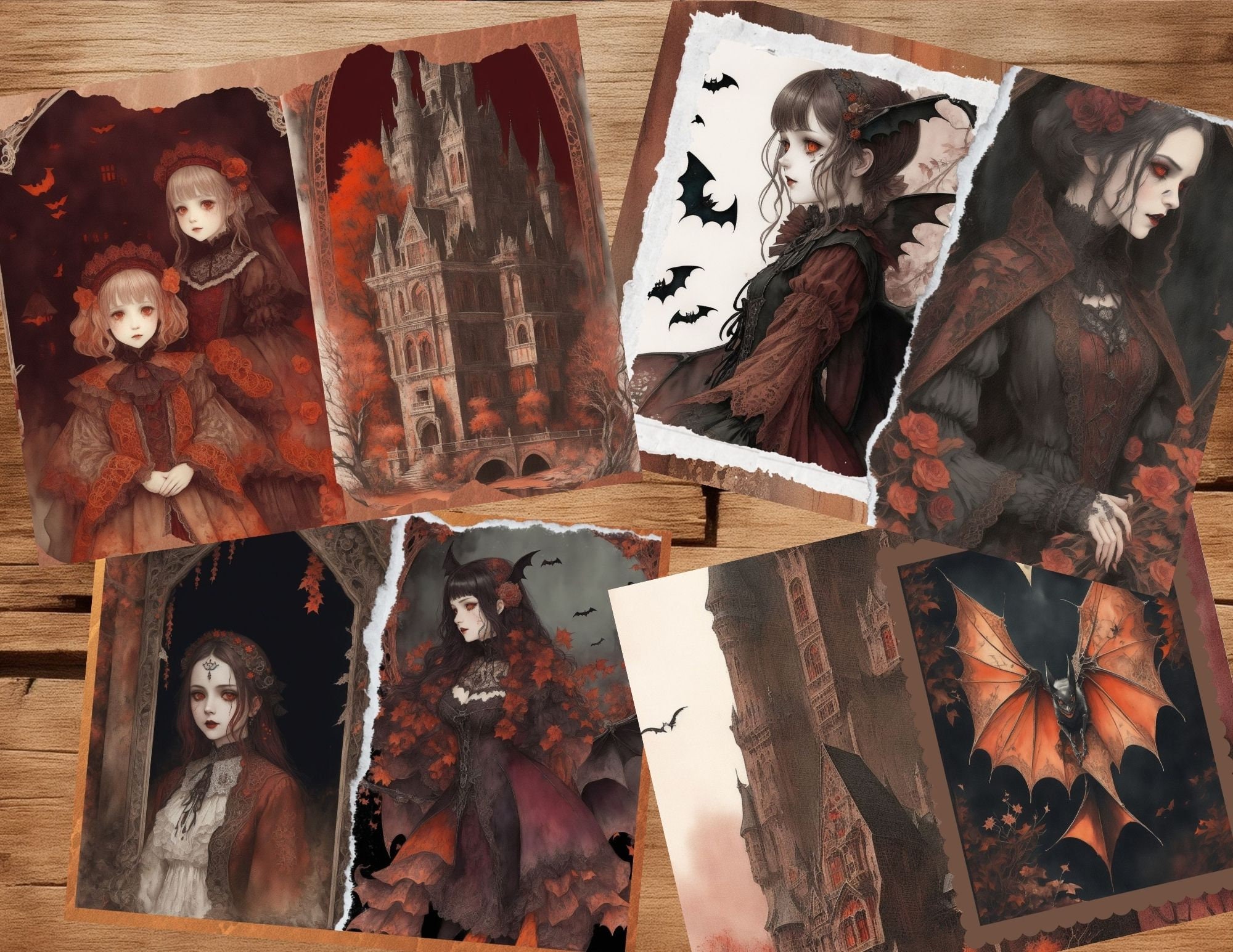 Halloween Vampire Junk Journal Kit, Spooky Vampire Ephemera, Digital ...