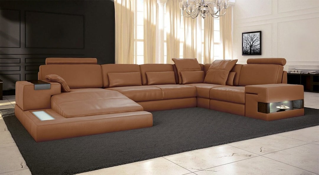 Sectional Couch U-shaped Sofa With Chaise Leather Modern Sofa Design ...