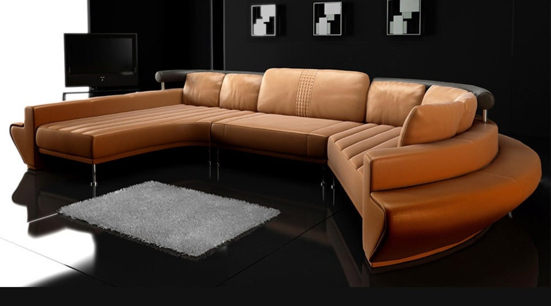 Sofa Sectional Couch With Chaise - Modern Leather Sofa U-shaped Design ...