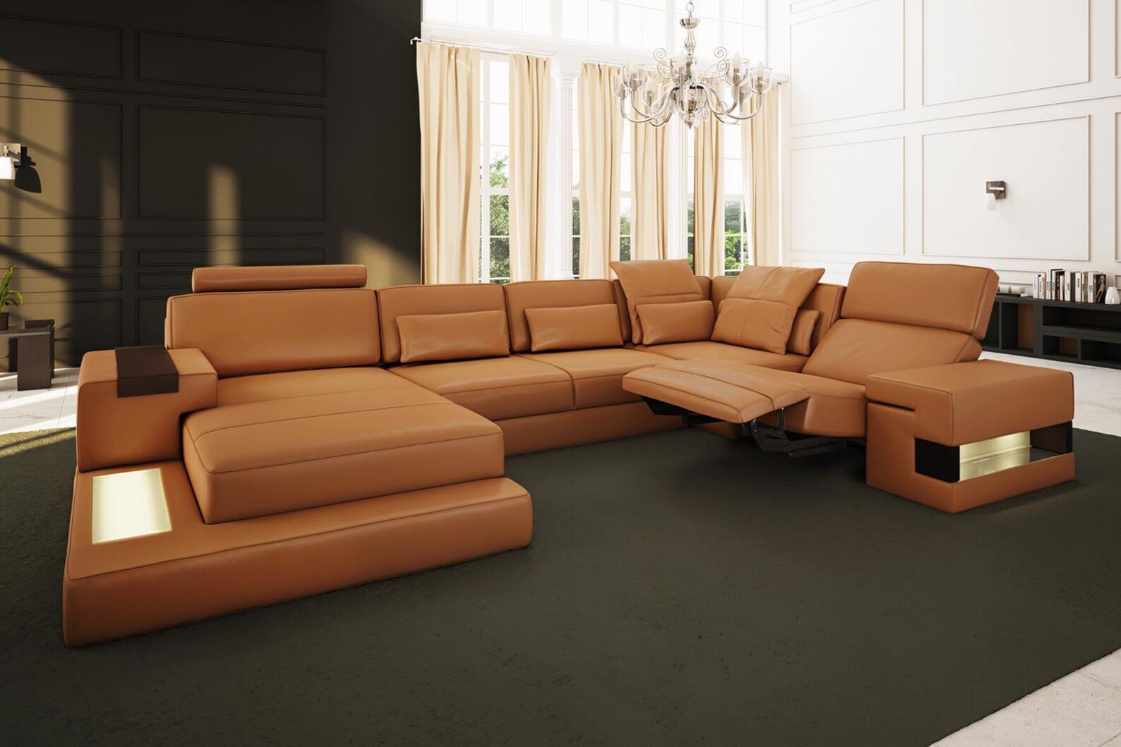 Reclining Sectional Sofa With Chaise - Modern Power Recliner Sofa FULL ...