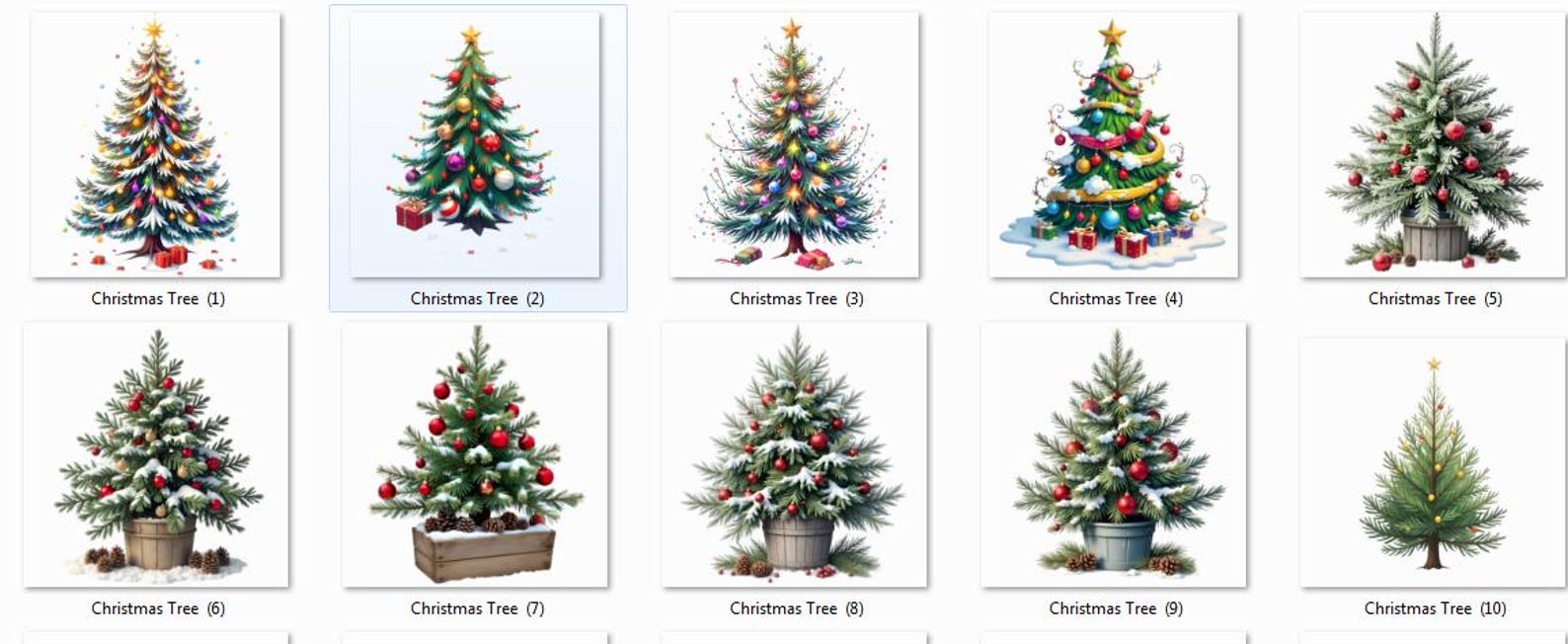 Christmas Trees Clip Art 25 PNG , Digital Trees, Digital Download ...