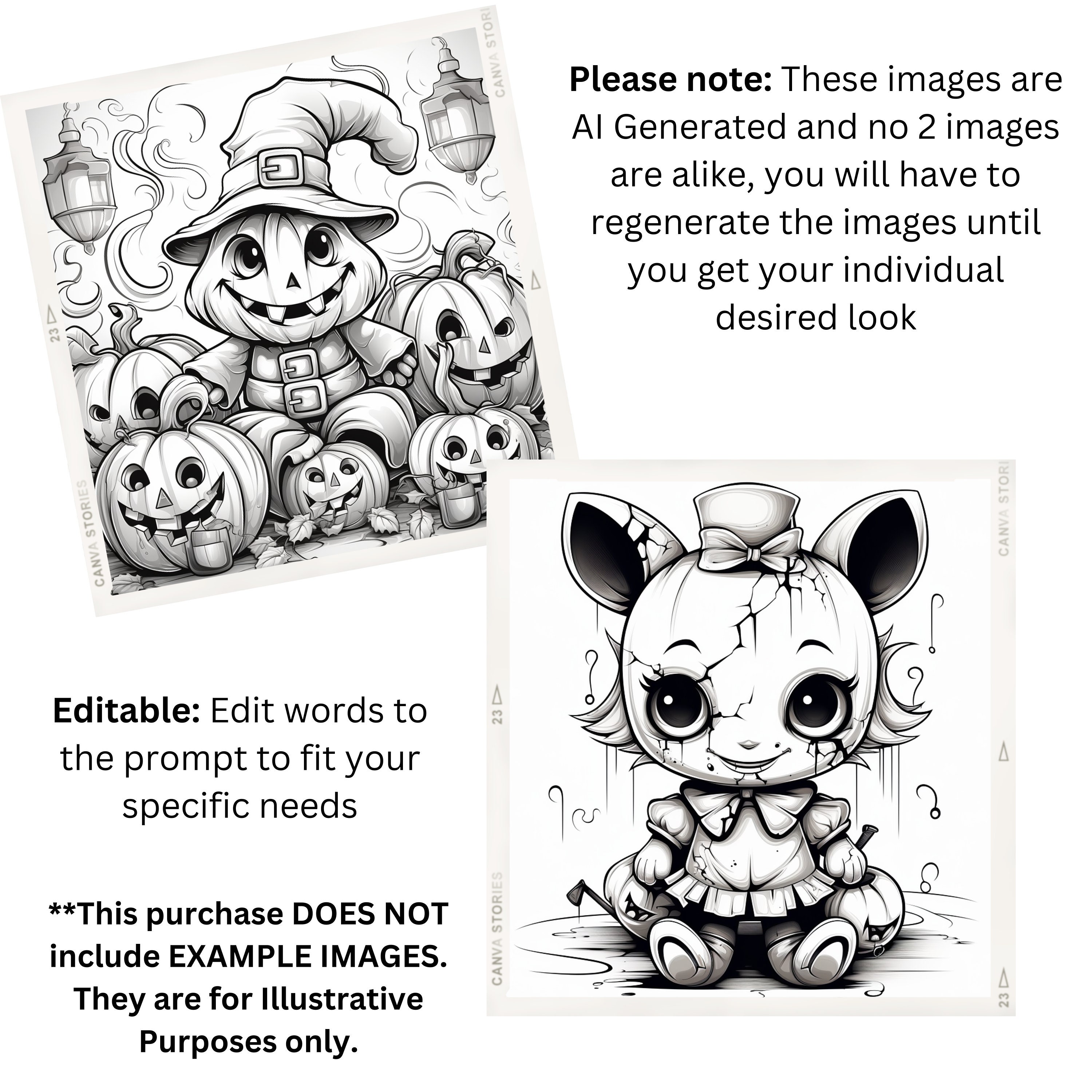 Midjourney Prompts, Coloring Pages, Halloween, Digital Download, 23 ...