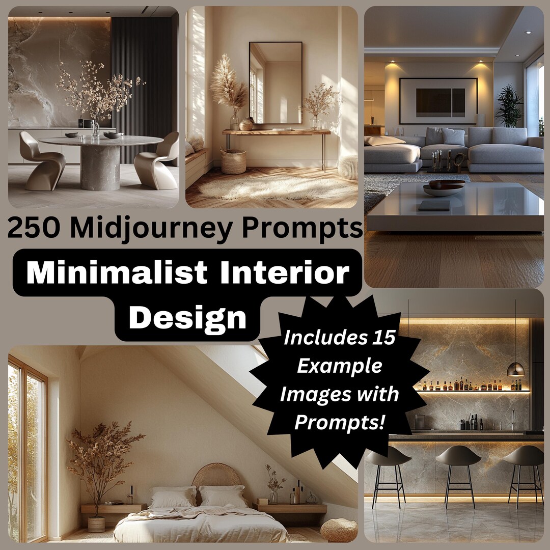 Midjourney Prompts, Interior Design, 250 Prompts, Minimalist, Design ...