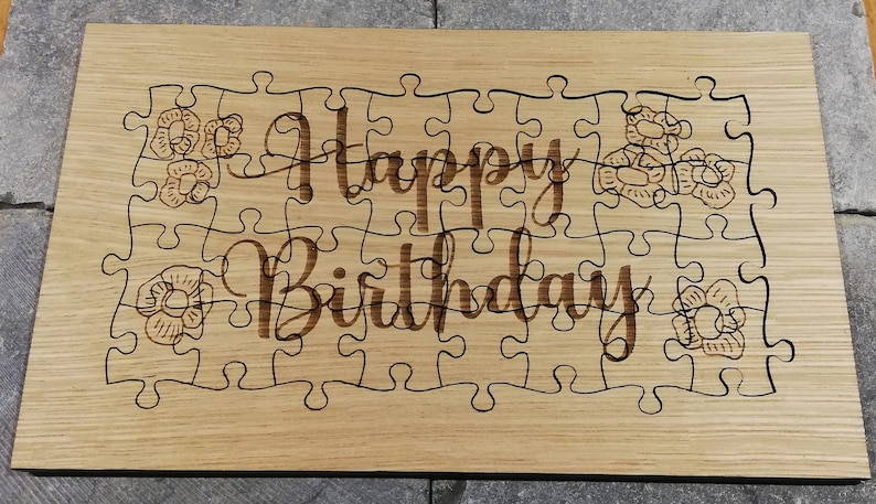 Puzzle Birthday Card With Border - Etsy