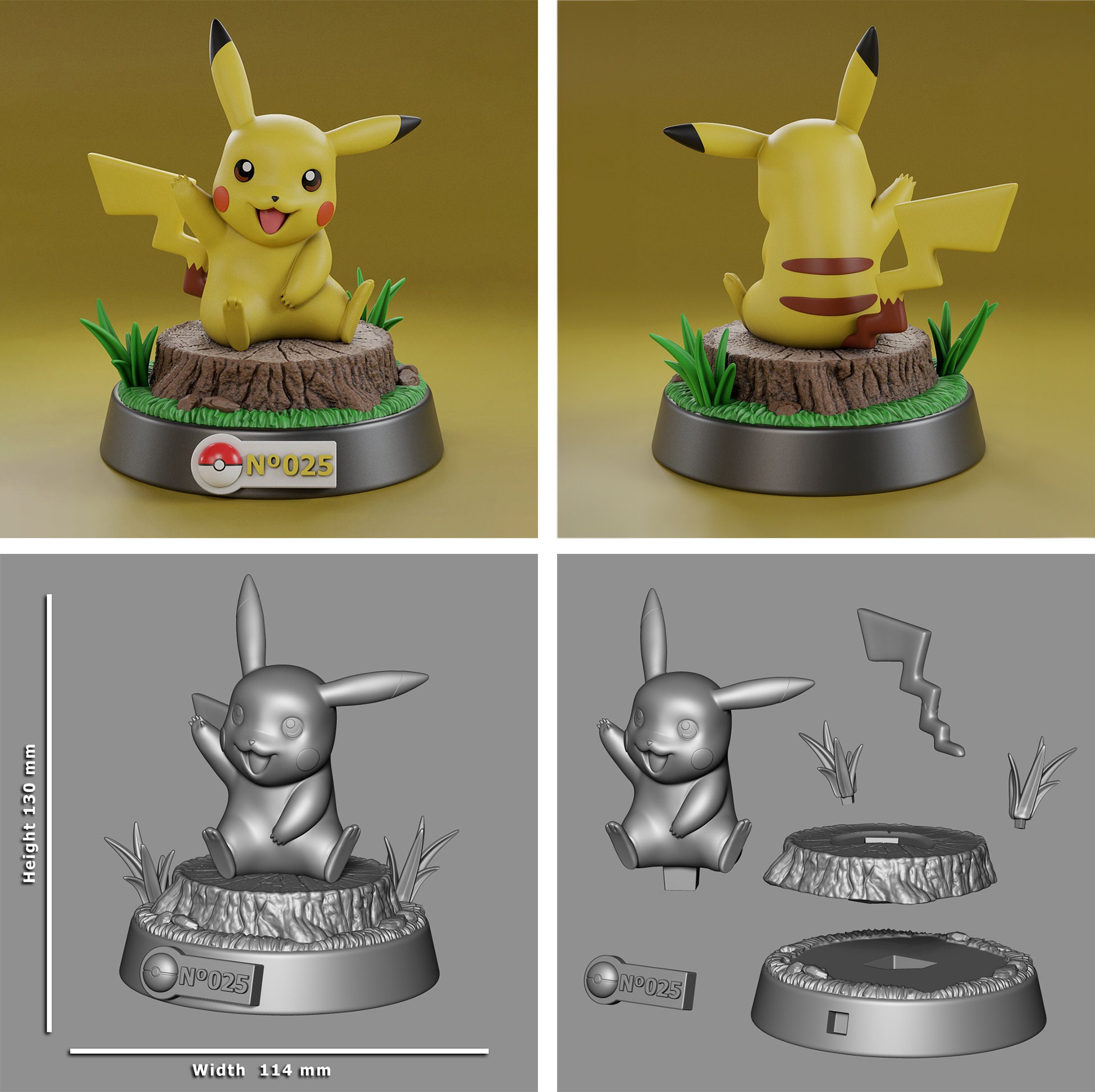 Pokemon 3D Model Set, Pokemon STL Pack, Pokemon 3D Print Models, Pikachu Stl, Bulbasaur Stl ...