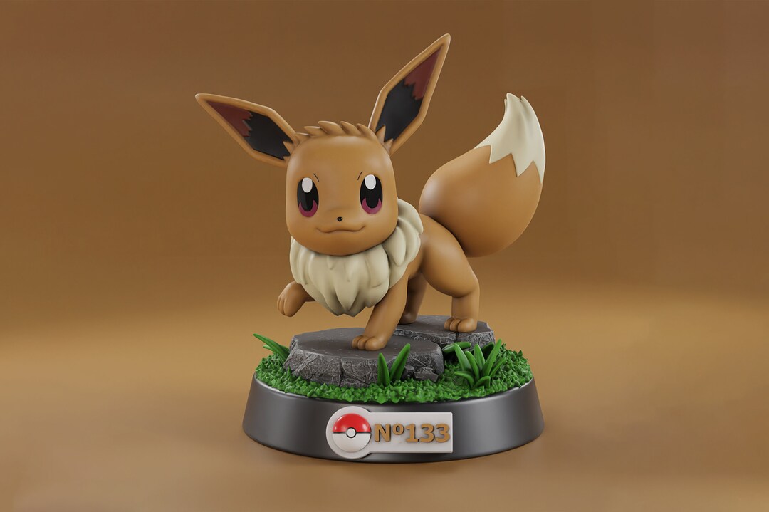 Pokemon Eevee 3D Model Print File Eevee Figure Stl Eevee - Etsy