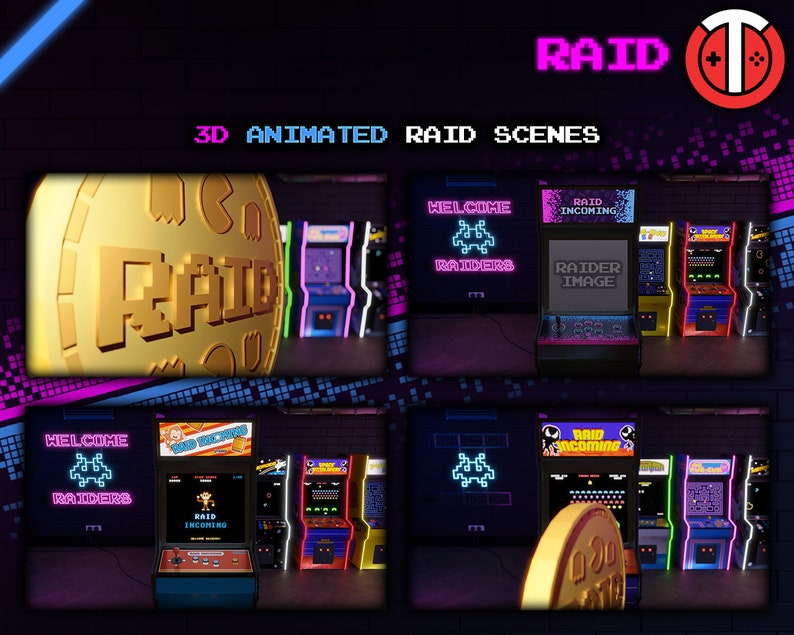 Retro Arcade Animated Stream Package - Overlays, 3D Scenes, Alerts ...
