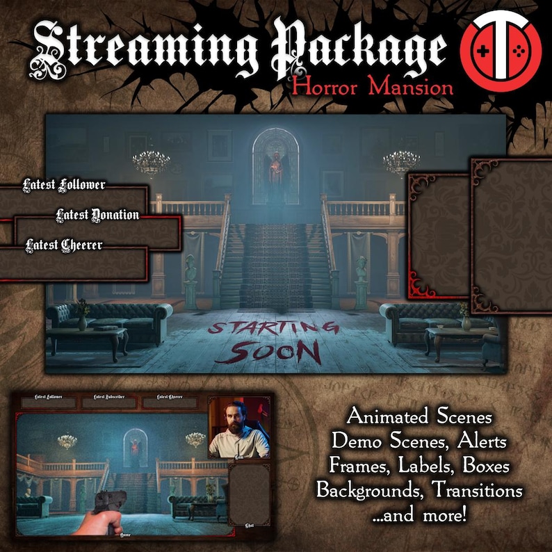 Horror Mansion Stream Package - Thriller/spooky/scary - Overlays, 3D ...