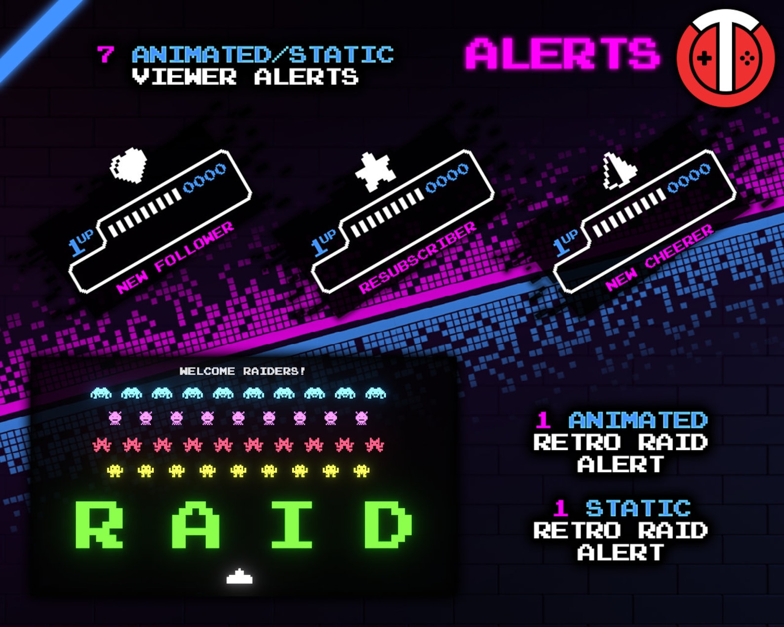 Retro Arcade Animated Stream Package Overlays, 3D Scenes, Alerts ...