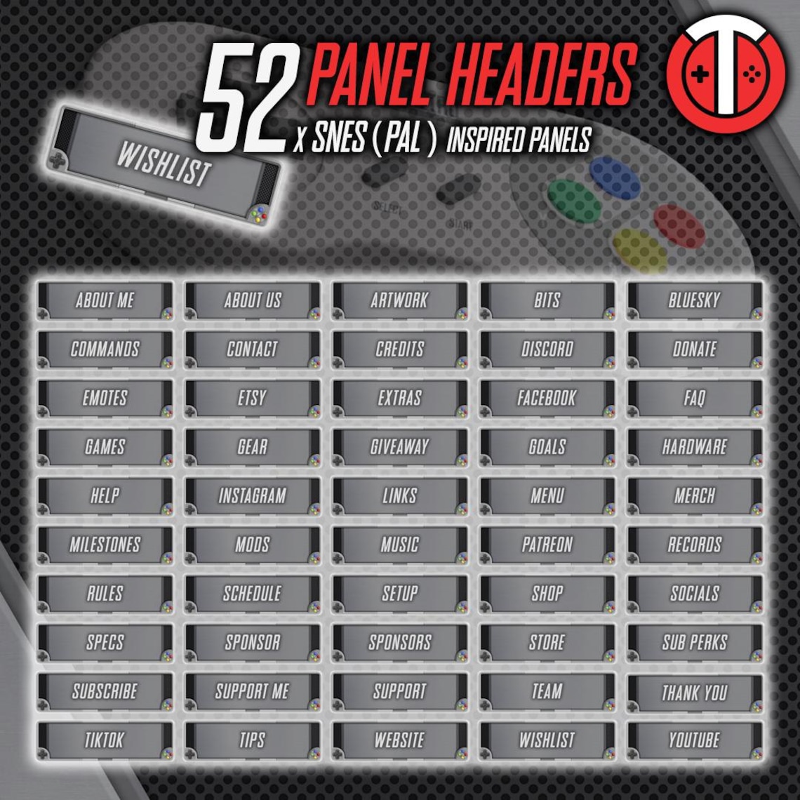 Twitch Panels - Retro Game Consoles - 4 Styles - Panel Headers - Etsy
