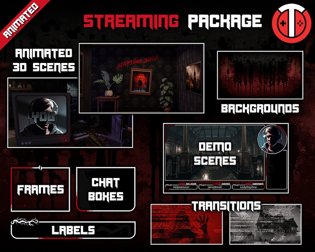 Animated Horror Stream Package - Slasher / Thriller / Spooky - Overlays ...