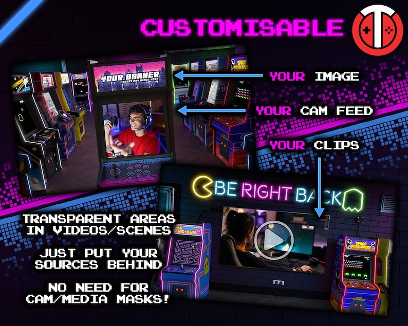 Retro Arcade Animated Stream Package Overlays 3D Scenes - Etsy