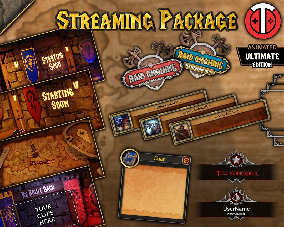 Animated Fantasy MMO Stream Package - Ultimate Edition - Overlays ...