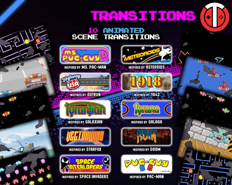 Retro Arcade Animated Stream Package - Overlays, 3D Scenes, Alerts ...