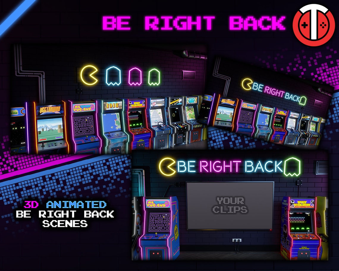 Retro Arcade Animated Stream Package Overlays, 3D Scenes, Alerts ...