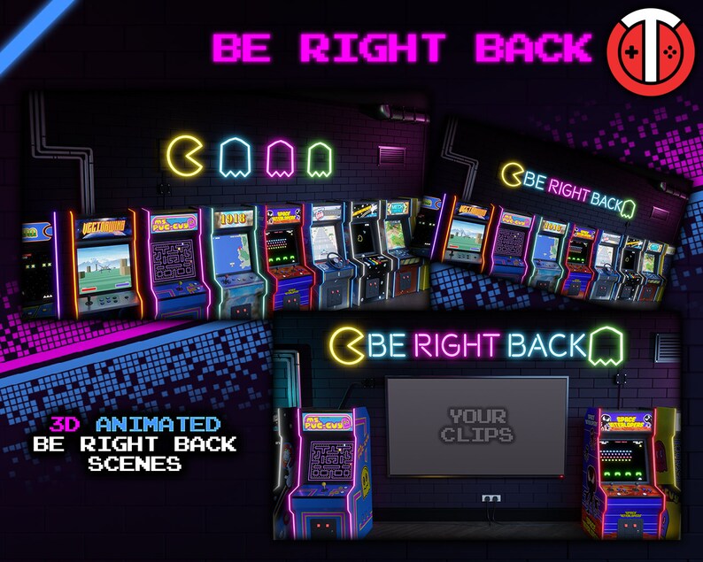 Retro Arcade Animated Stream Package Overlays 3D Scenes - Etsy