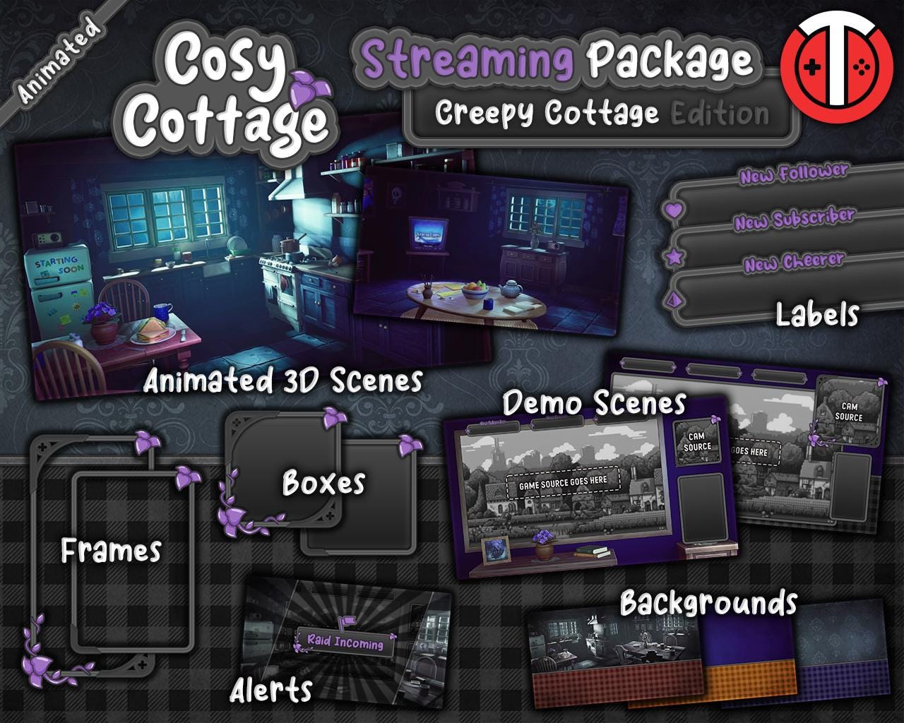 Creepy Cottage Stream Package - Animated 3D Scenes, Overlays, Alerts ...