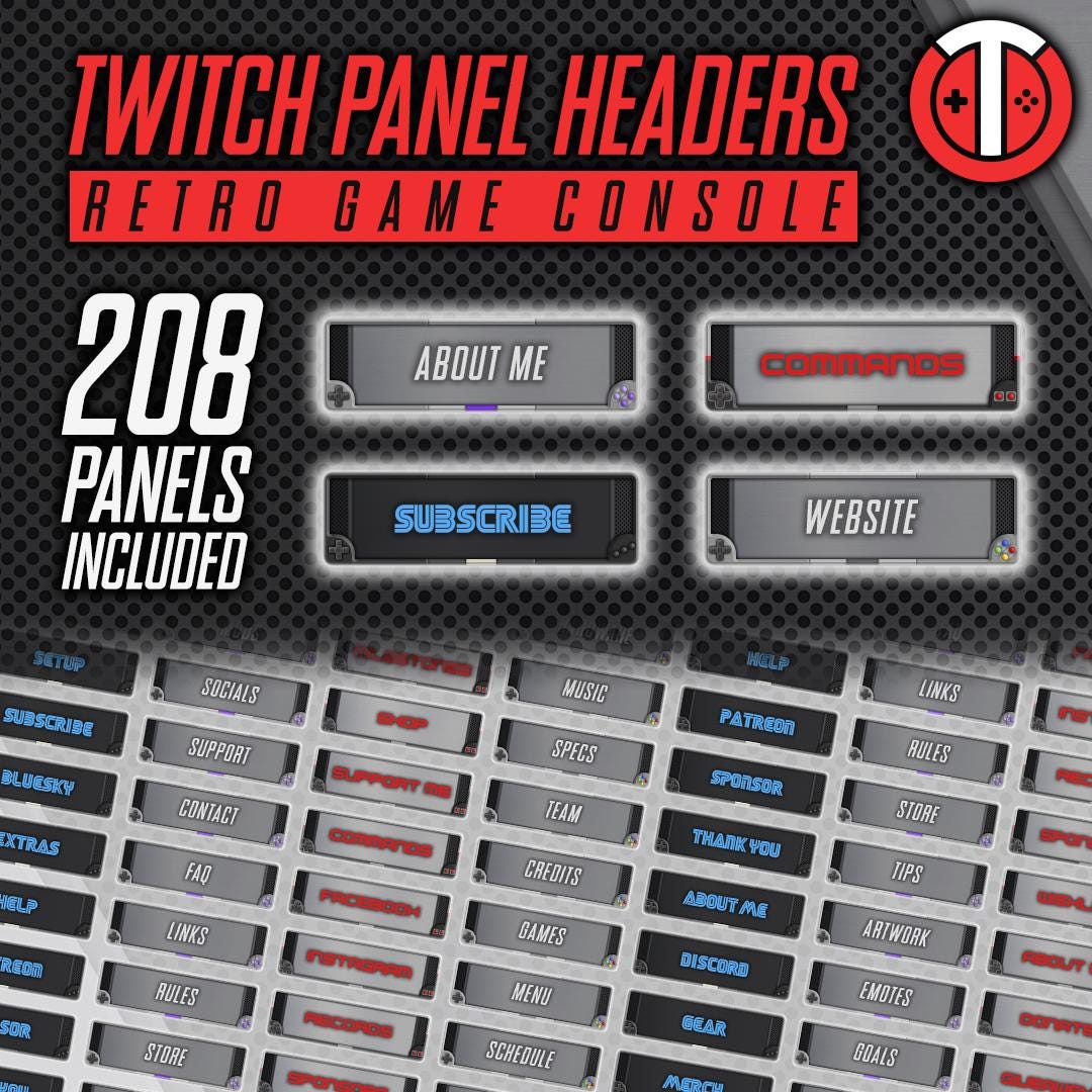 Twitch Panels - Retro Game Consoles - 4 Styles - Panel Headers - Etsy
