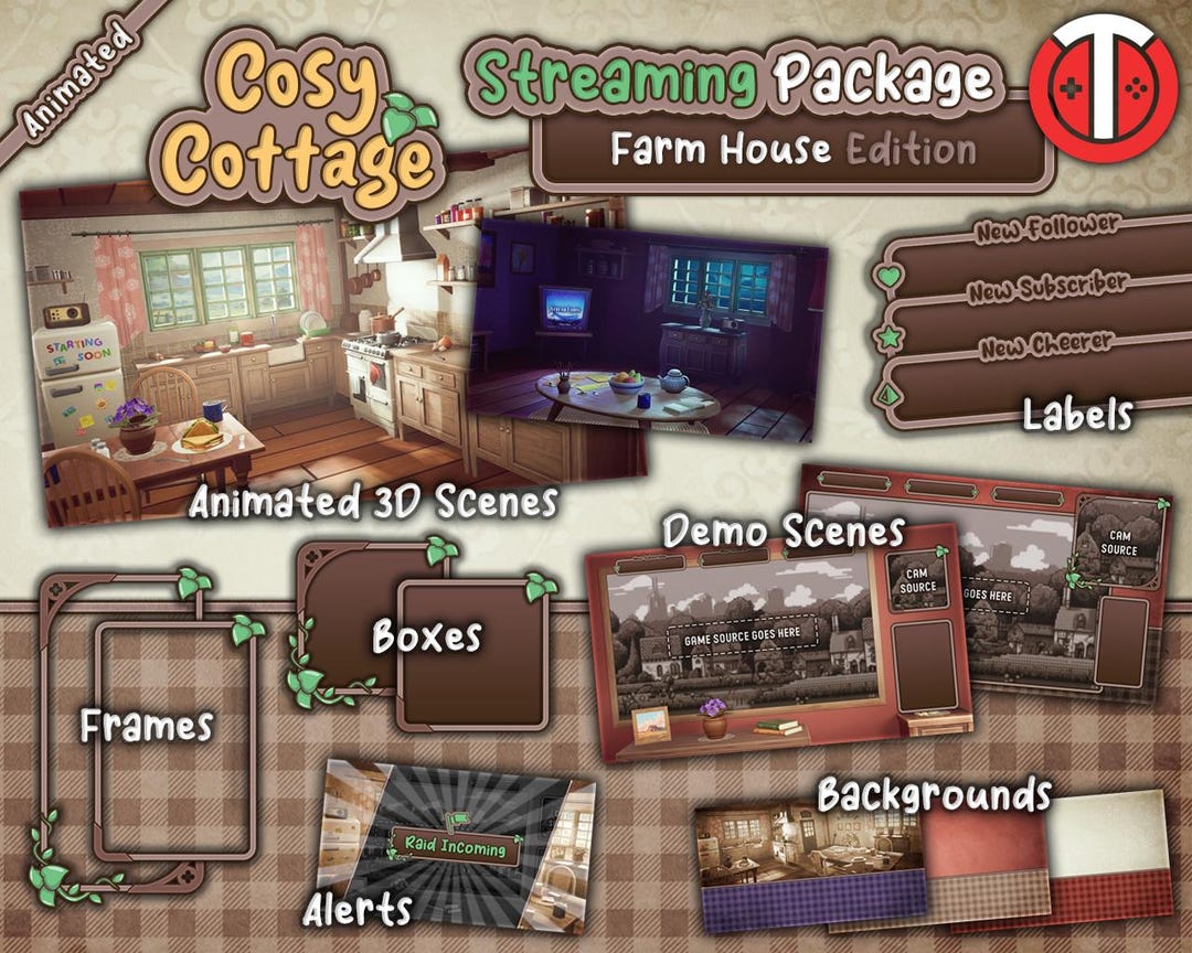 Cosy Cottage - Farm House Stream Package - Animated 3D Scenes, Overlays ...