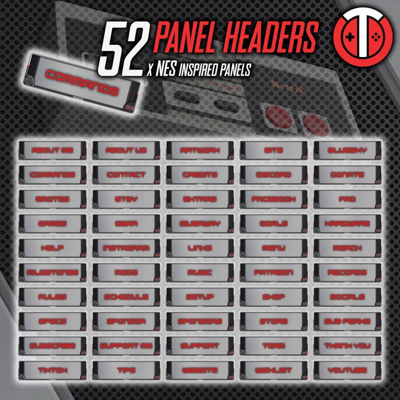 Twitch Panels - Retro Game Consoles - 4 Styles - Panel Headers - Etsy