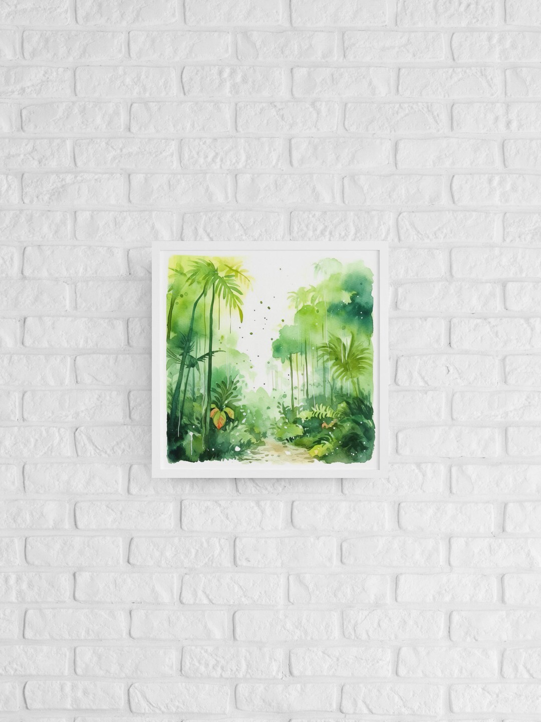 Tropical Rainforest Greenery Watercolor Print, Minimalist Botanical ...