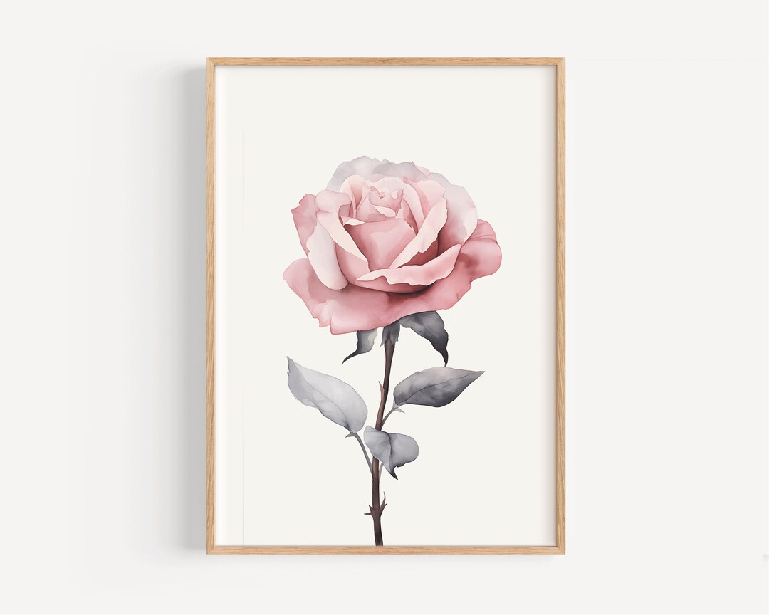 Watercolor Rose Print, Digital Download, Printable Wall Art, Botanical ...