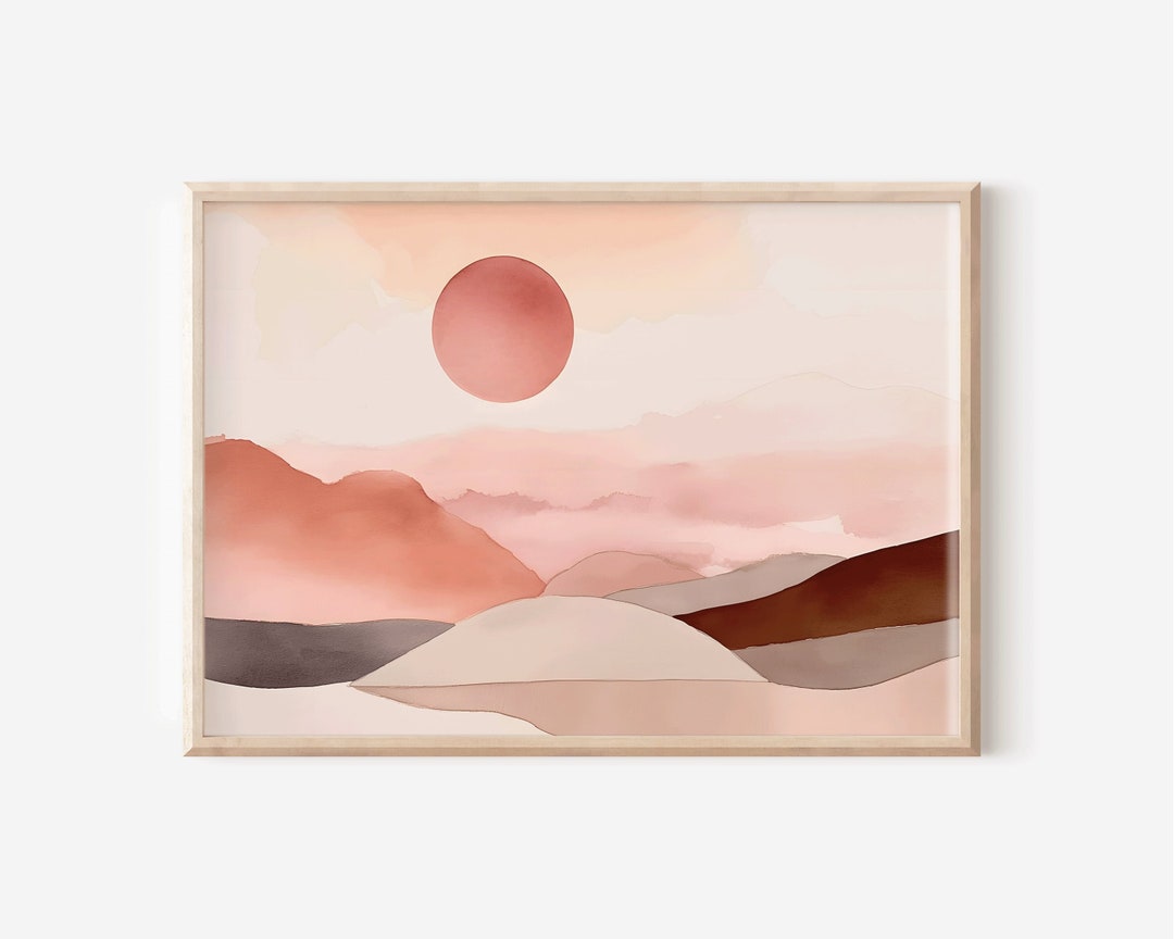 Abstract Sunset Art Print, Digital Download, Watercolor, Warm Color ...