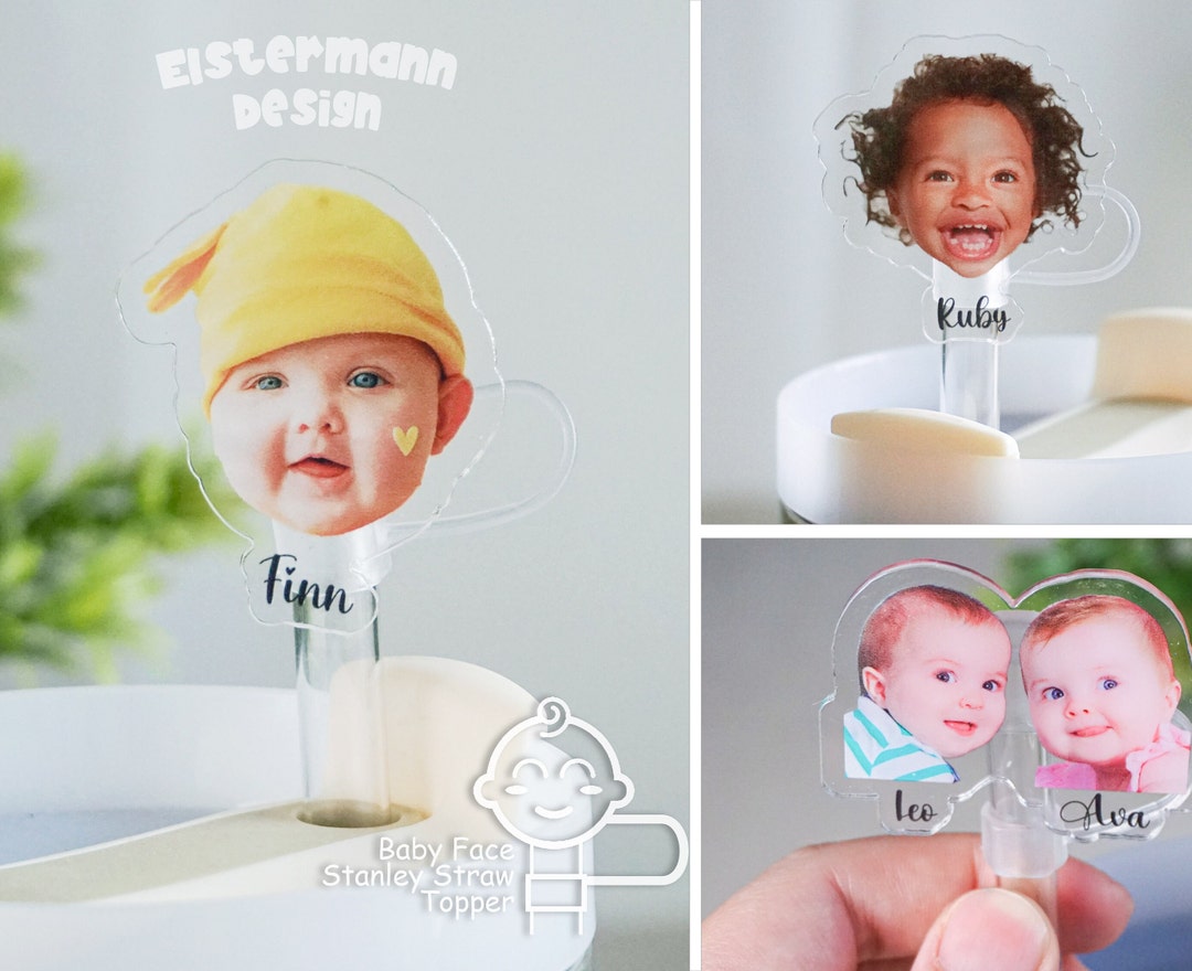 Personalized Stanley Kids Face Straw Topper,cute Stanley Accessory ...