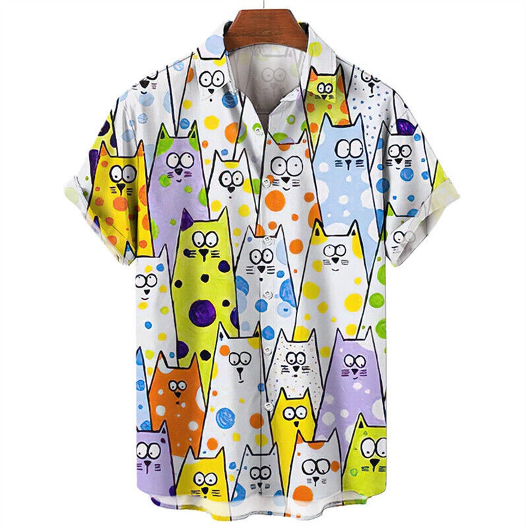Funny 3d Print Cat Cats Cat Print Hawaiian Shirt Cat Lover - Etsy
