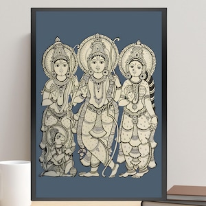 Indian Kalamkari Painting, Rama Indian Art, Ram Darbar Painting, Indian ...