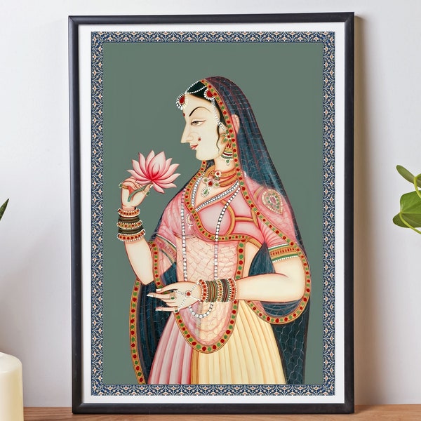 Indian Folk Art, Floral Prints, Indian Vintage Wall Art, Pichwai ...