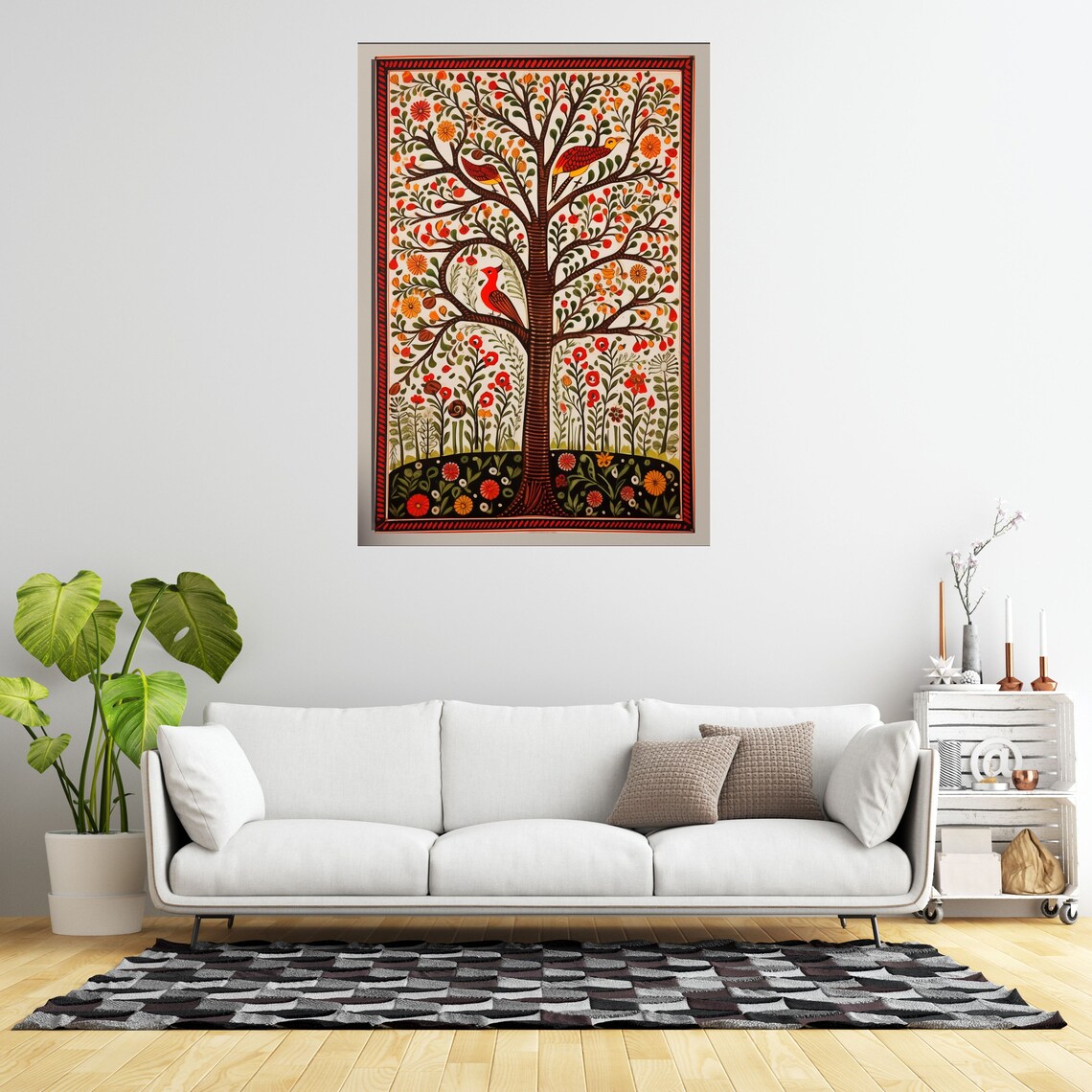 Madhubani Painting, Indian Wall Art, Indian Madhubani Art, Tree of Life ...