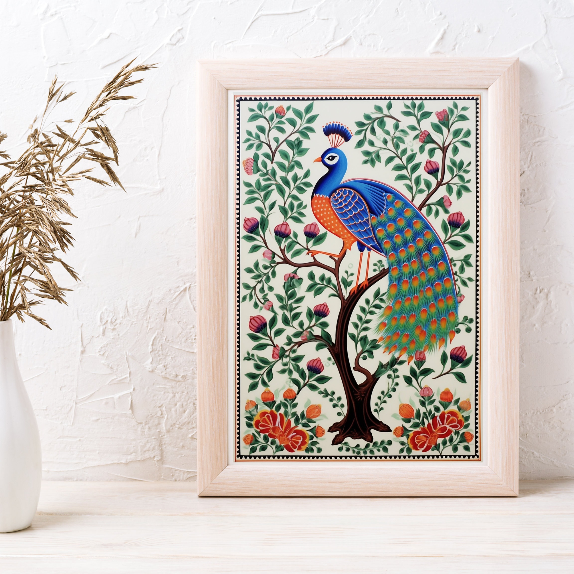 Indian Peacock Art Pichwai Art Indian Folk Art Indian - Etsy