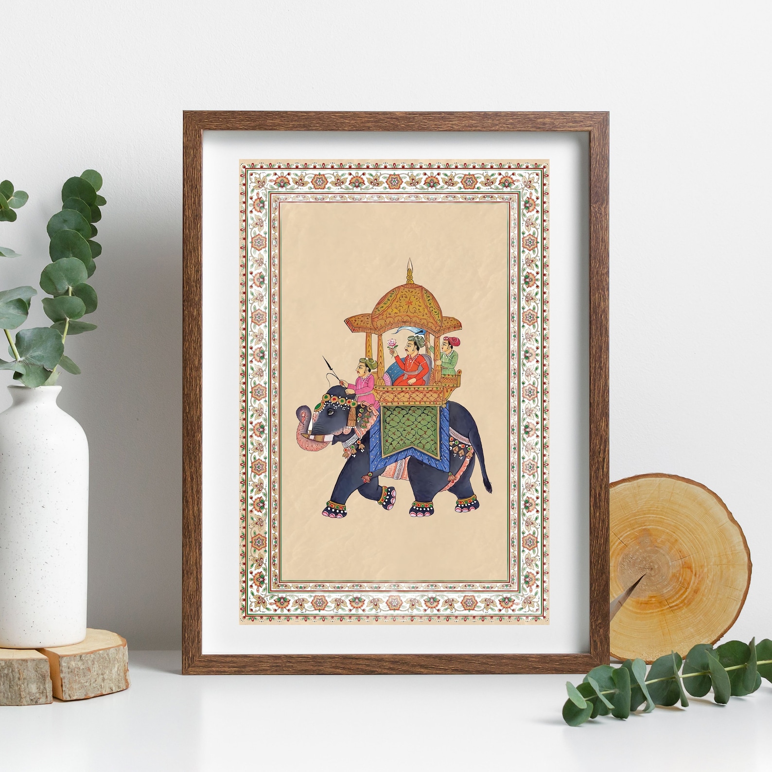Indian Folk Art, Indian Elephant Print, Indian Wall Art , Indian Mughal ...
