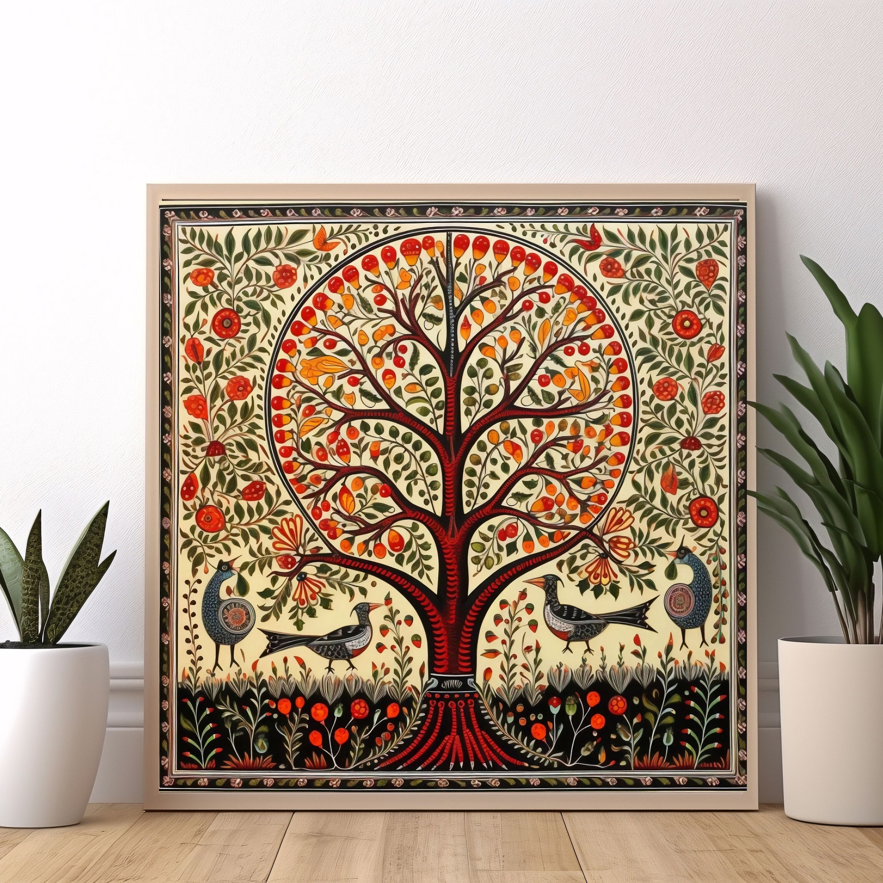 Buy Madhubani Painting, Tree of Life, Indian Wall Art Print, Indian ...