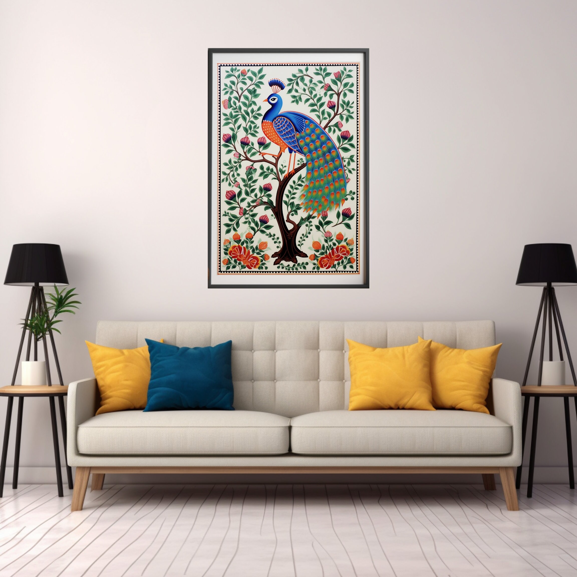 Indian Peacock Art Pichwai Art Indian Folk Art Indian - Etsy