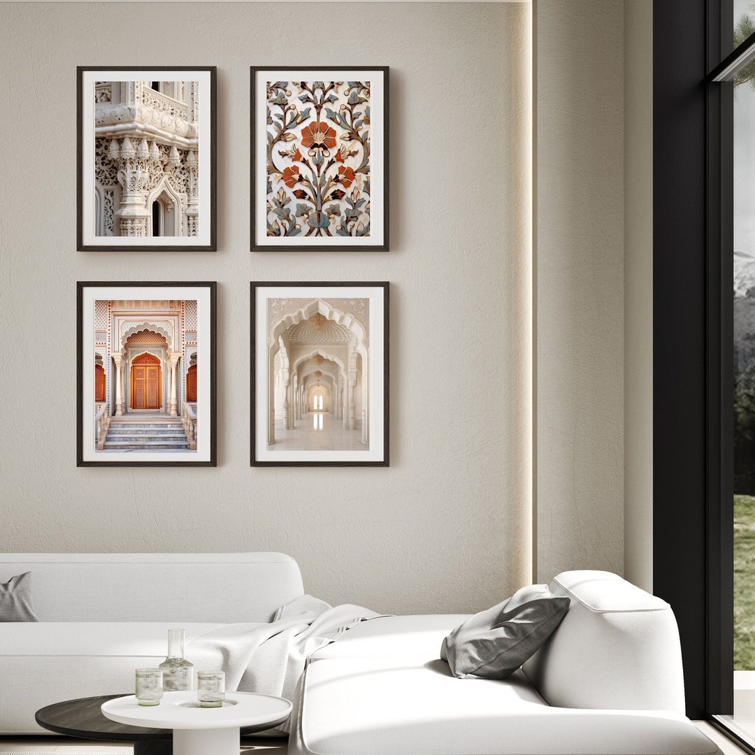 Vintage India Gallery Wall Art Set of 4, Indian Wall Art Set, Indian ...